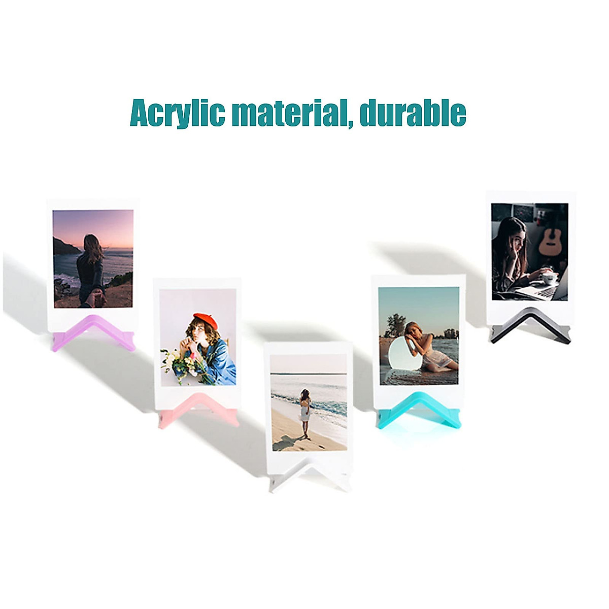 Photo Holder, High Durability Acrylic Photo Holder Decorative Reusable V Shape Stable for Dorm (Purple)