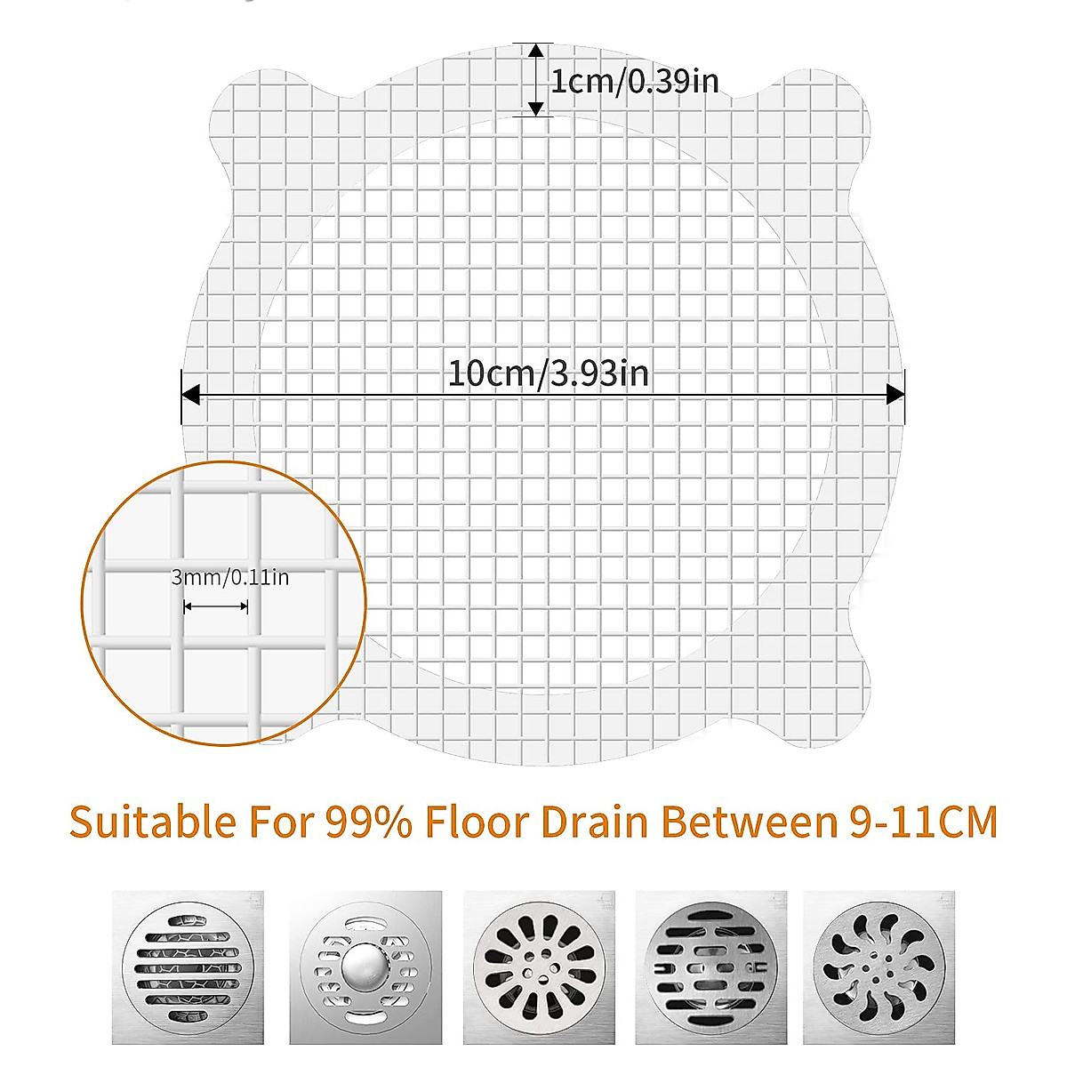 30 Pack Disposable Shower Drain Hair Catcher，Shower Drain Dog Hair Catcher Cover for Showers & Bathtubs Mesh Stickers，Mesh Filter Sink Strainer Stickers (30)