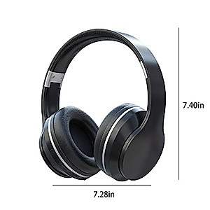 SMIDOW Bluetooth Headphones Over Ear - Hi-Fi Stereo Wireless Headphones Deep Bass Foldable Wired/Wireless/TF for iPhone Android PC, Bluetooth 5.0 Wireless Headset with Mic (Black)
