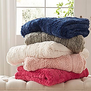 COZYART Faux Fur Throw Blanket for Couch - 50"x60" Pink Super Soft Plush Luxurious and Elegant with Comfy Reversible Microfiber Fluffy Blankets and Throws for Bed Home Decorative