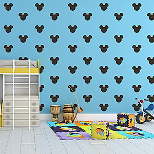 120PCS Black Cartoon Mouse Head Wall Sticker, Cute Animal Wall Decals Removable Mouse Head Wall Sticker for Baby Nursery Kids Room Girls Boys Bedroom