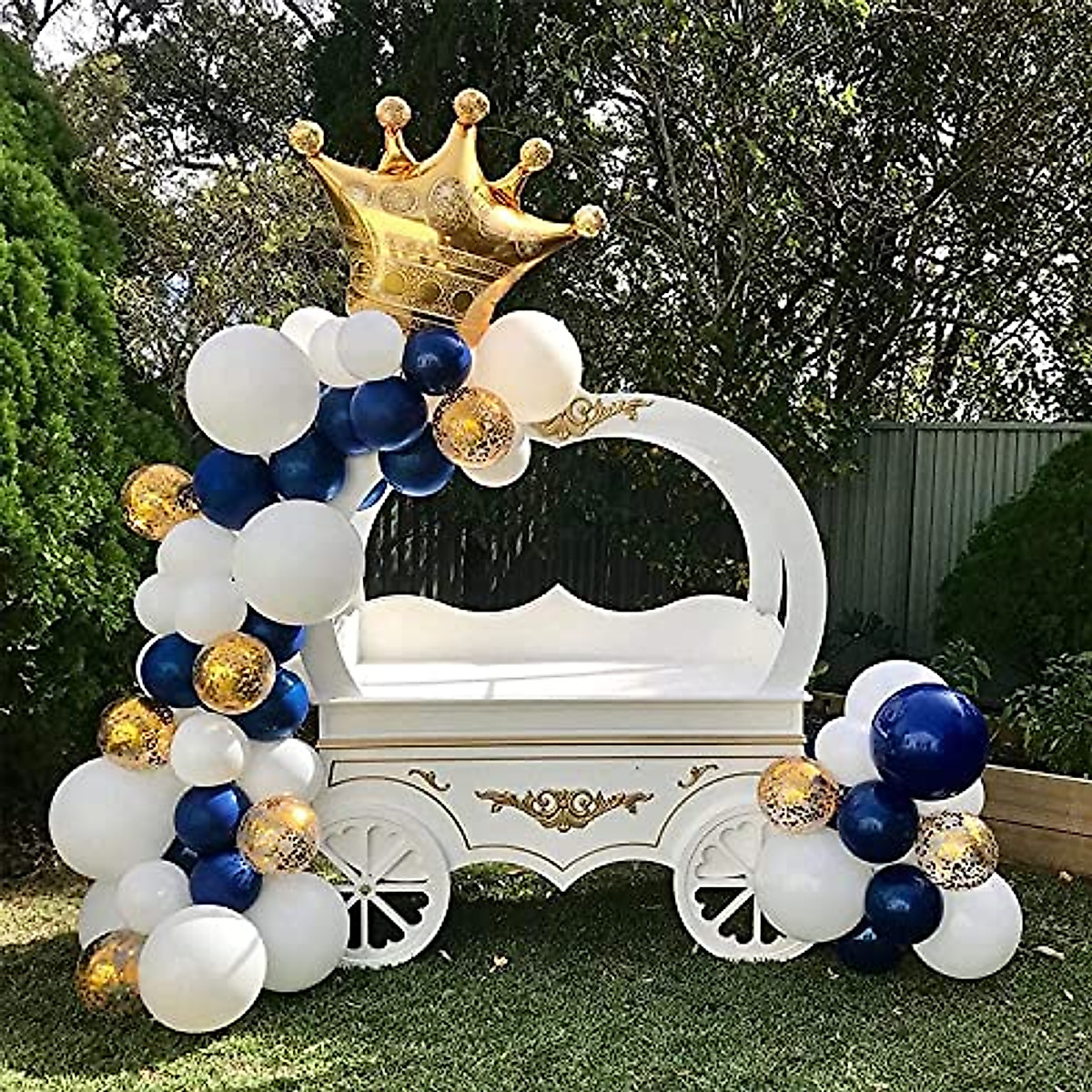 145pcs Navy Blue Balloon Garland Arch Kit, Gold White Royal Blue Balloons with Crown Foil Balloons for Boys Birthday Party Graduation Baby Shower Anniversary Celebration Party Decorations(BLUE 2)