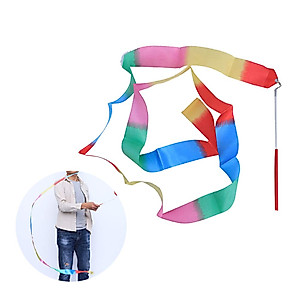 BESPORTBLE 6Meters Rhythmic Gymnastics Ribbon with Stick Twirling Rod Baton Art Gym Riband Twirling Rod Riband for Children Dancing