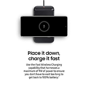 Samsung Electronics Wireless Charger Convertible Qi Certified (Pad/Stand) - for Galaxy Buds, Galaxy Phones, and Apple iPhone Devices - US Version - White (US Version)