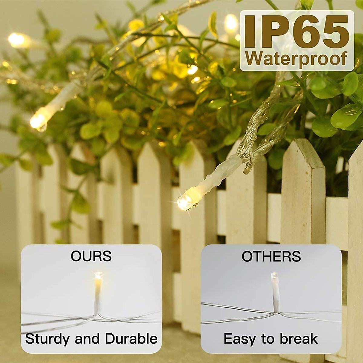 koopower Indoor String Lights, 69ft 200 LED Fairy Lights Plug in with Remote Timer 8 Modes Dimmable Outdoor Hanging Lights for Party, Christmas, Home Decoration, Garden, Patio Warm White