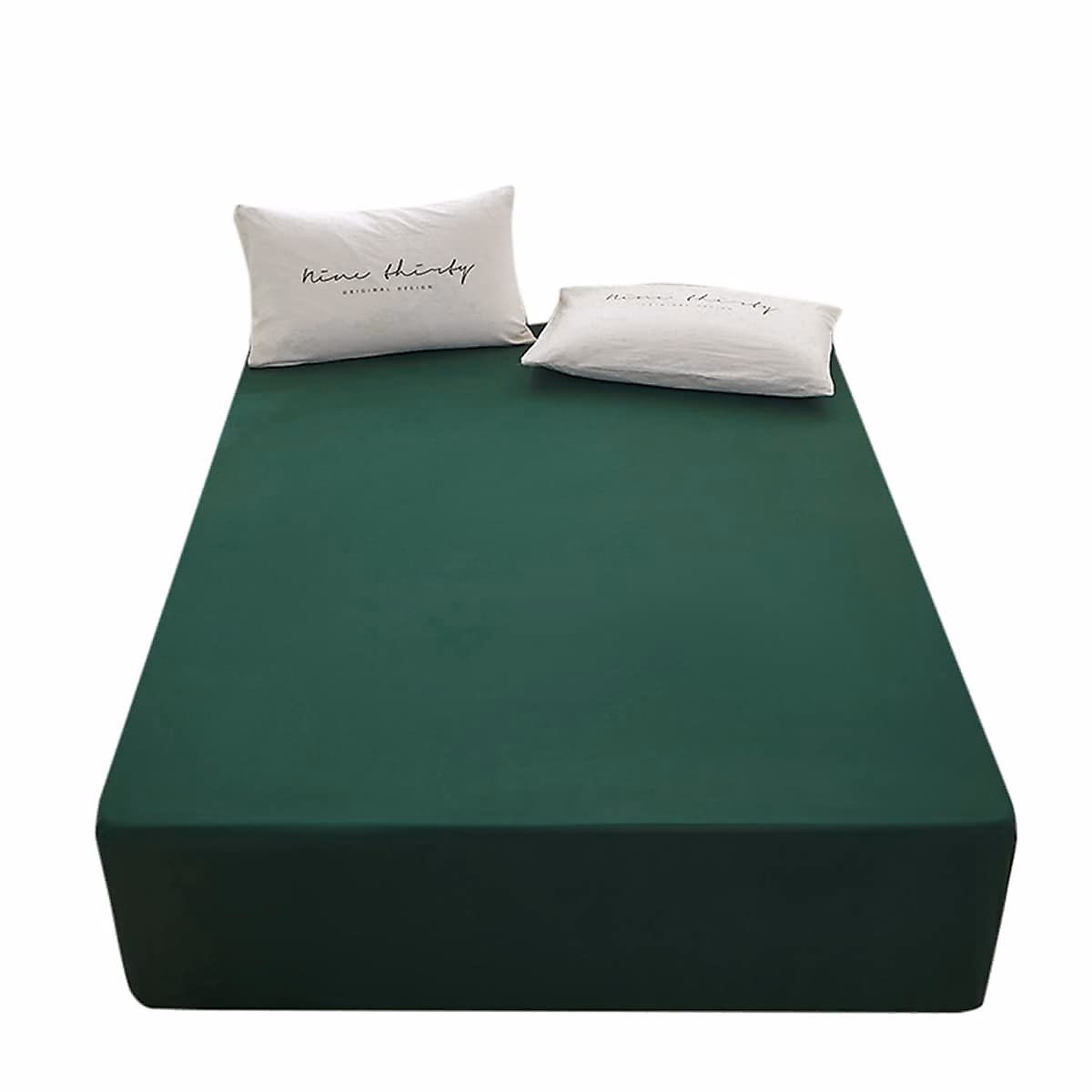 Bedding Twin Size Fitted Sheet Only-Twin Size Deep Pocket Bottom Sheet Fits 15inches Bed Matress Sheet Soft and Microfiber Easy Care-Dark Green