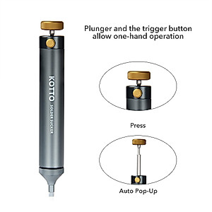 KOTTO Solder Sucker, No Clog Aluminum Desoldering Pump, Soldering Tools with Powerful Vacuum Suction for Removal & Repair, Heat Resistant Silicone Suction Nozzle, Replacement Silicone Tube included