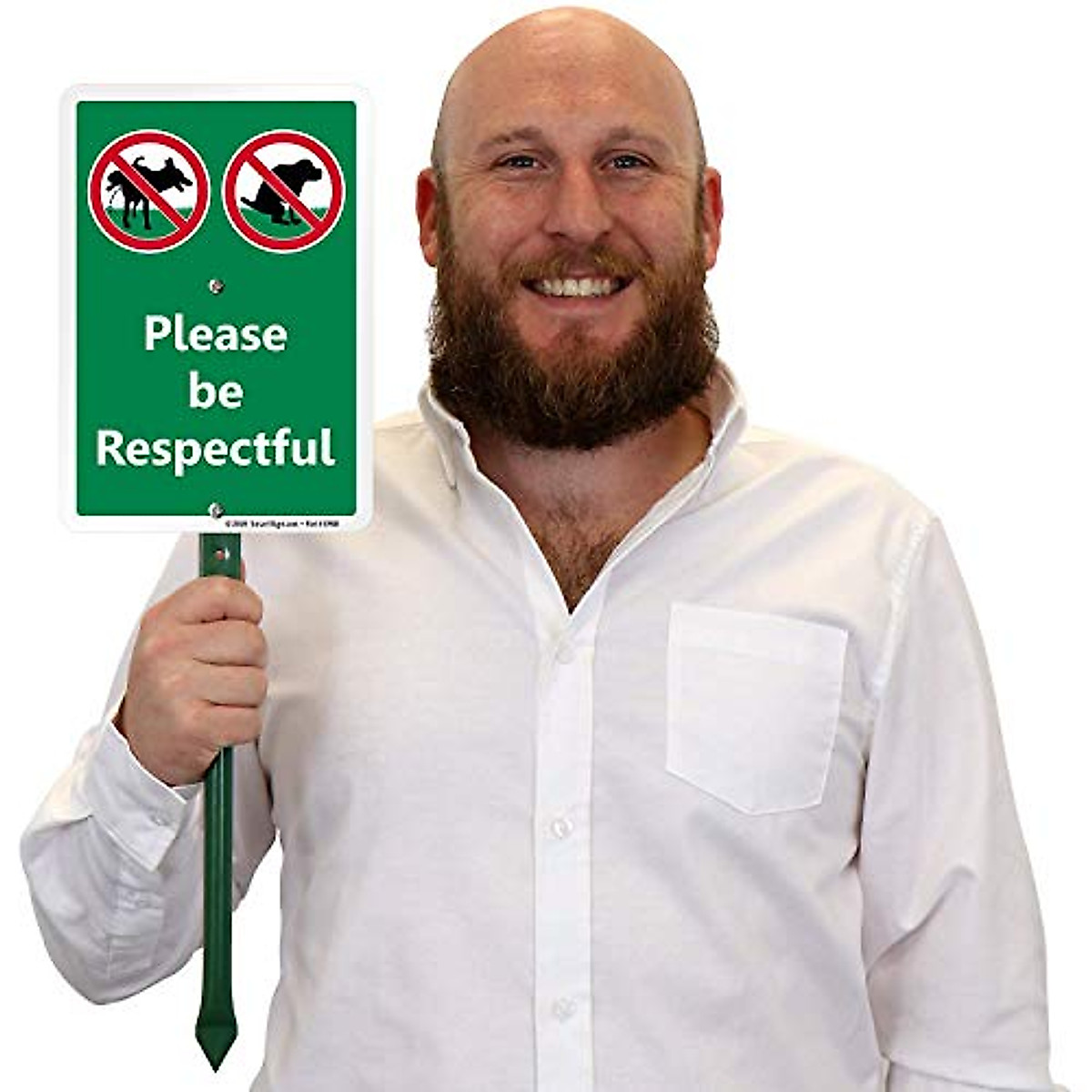 Please Be Respectful Sign No Dog Pooping or Peeing Sign for Yard | 21” Tall Stake & Sign Kit