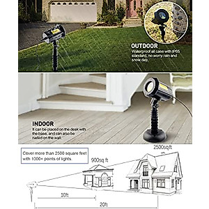 Poeland Garden Lights Moving Laser Christmas Lights 20 Patterns Decorative Lighting Laser Projector for Home and Garden