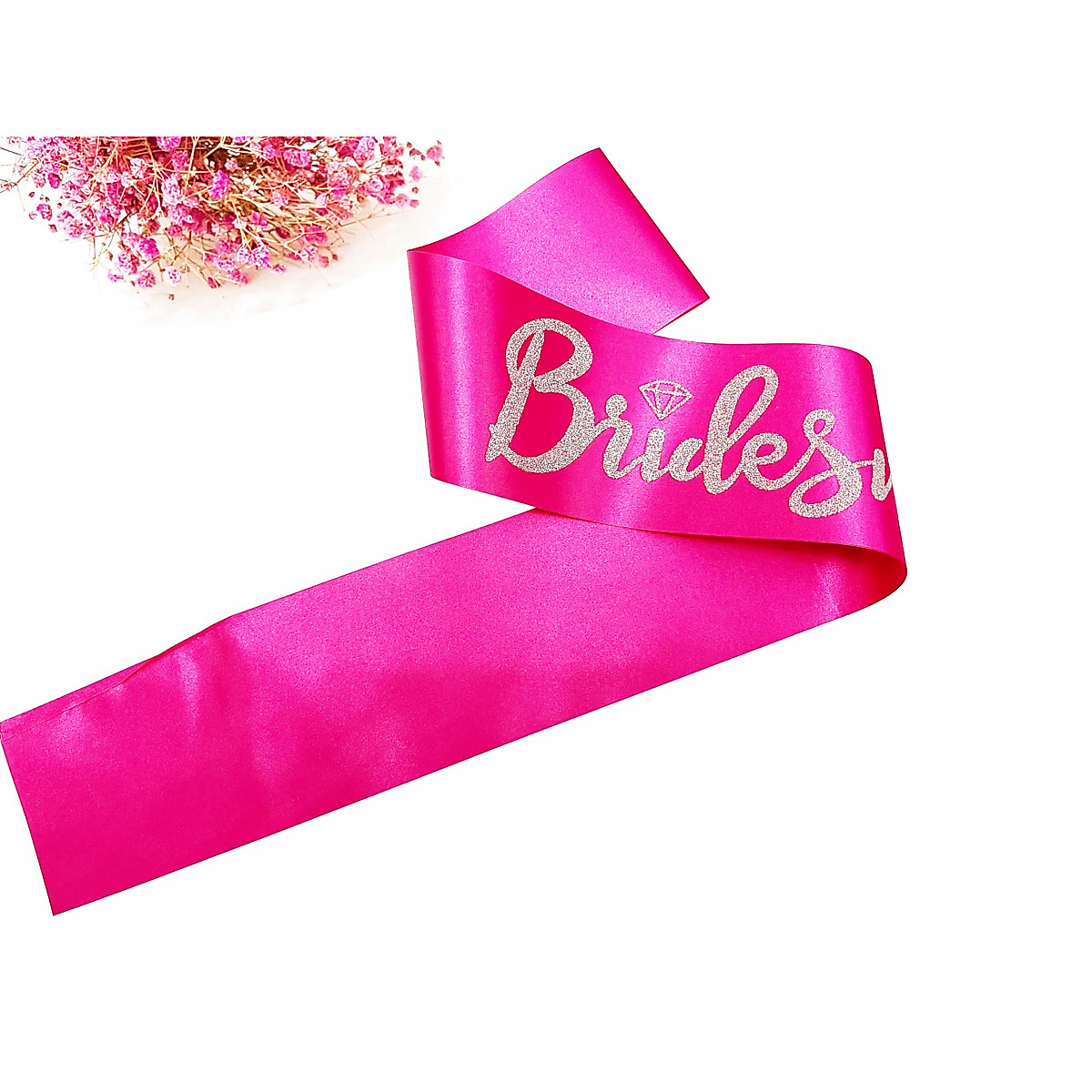 Bridesmaid Sashes Set of 6, Hot Pink Sash with Silver Glitter Letter Bachelorette Party Sash for Bridal Shower Wedding Party Accessories Supplies Engagement Gifts