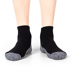 6 Pairs Cotton Extra Heavy Athletic Socks Wicking Work Cushion Ankle Sport Running Short Socks for Men & Women (Black Ankle 6 Pairs, Middle)