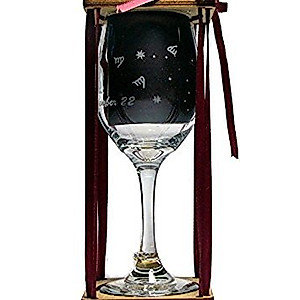 Virgo Astrological Sign Stemmed Wine Glass with Charm and Presentation Packaging