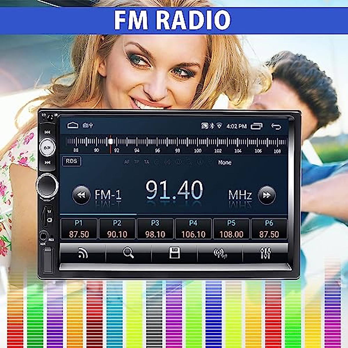 Gxegauy Double Din Car Stereo, 7 Inch Stereo with Bluetooth Compatible Apple Carplay and Android Auto, Audio Receivers HD Touchscreen,FM Radio, USB/TF/AUX Port