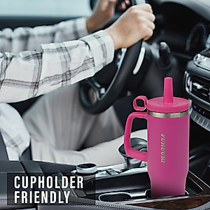 FUHUURI 40oz Stainless Steel Tumbler with Handle,Straw Lid,Double Wall Insulated, Keep Drinks Cold or Hot,Cupholder Friendly (Rose red)