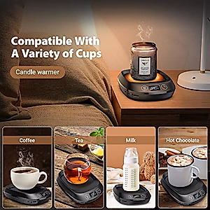Coffee Mug Warmer,Coffee Warmer with 3 Temperature Settings, Auto Shutt-Off,Gravity Switch and 3x10W Charging Port, 70W Coffee Cup Warmer for Desk Use,Electric Beverage Warmer for Keep Coffee Tea Hot