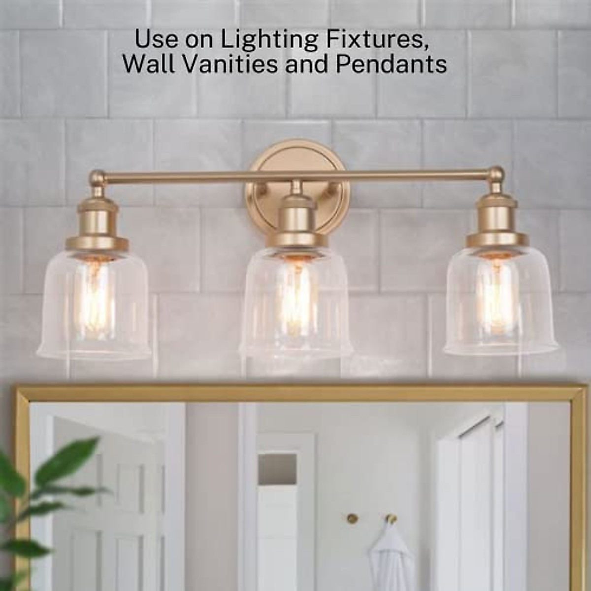 LIGHTACCENT Clear Glass Ceiling Fan Light Covers, Glass Lamp Shade Replacement for Ceiling Fans with Lights, Ceiling Fan Globe Replacement, Fan Light Cover, Black Light, 4-Pack Set of 4