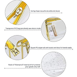 Meetory 5 Pcs Clear Waterproof Cosmetic Bag with Zipper, PVC Transparent Plastic Makeup Organizing Bags Travel Toiletry Pouch for Bathroom, Vacation and Organizing