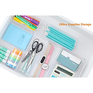 NEETBU 8 Pack Clear Plastic Drawer Organizer Kitchen Bathroom Storage Box Tray For Makeup Flatware Utensils Silverware Office Supplies(9.6”x3.2”x1.9”)