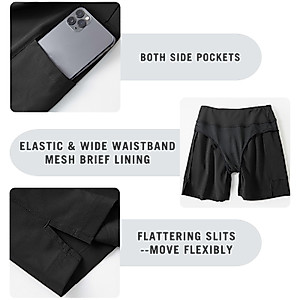 BALEAF Swim Shorts Women 5 Inch High Waisted Bikini Bottoms Tummy Control Bathing Suit Board Shorts Quick Dry with Pockets Black XL