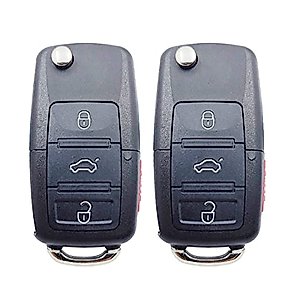 Guibuhuse 4 Buttons Replacement Flip Key Fob Fits VW Volkswagen Beetle CC Eos Golf Gti Jetta Passat Tiguan Touareg 2011 2012 2013 2014 2015 2016 (NBG010180T) (Pack 2)