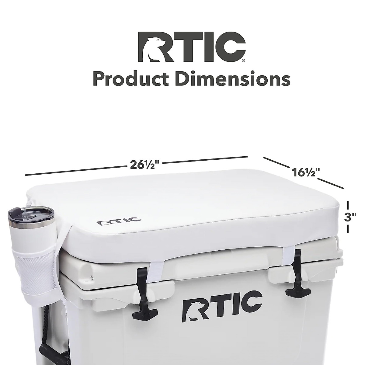 RTIC Cooler Seat Cushion Compatible Hard Coolers, Great for Family Travels, Boating Or Hunting, Easy Clean Vinyl, Buckle Fastening and Anti Slip, 45