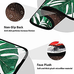 ZOEO Palm Tree Green Tropical Non Slip Bathroom Rugs 2 Piece Bath Mat Sets for Toilet Large Contour Mats U Shaped for Kids Men Women