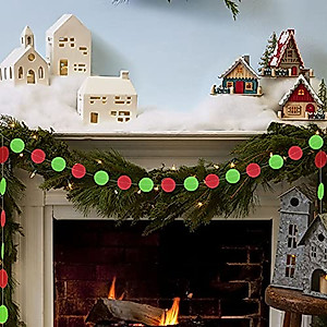 Red Green Christmas Streamers Decorations, UNIIDECO Xmas Tree Ornaments Accessories, Circle Dots Paper Garland, Fiesta Birthday Loteria Party Banner Streamer Background Supplies, Chriatmas Decor