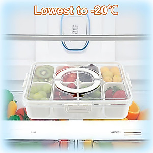 KIUGCO Divided Snackle Box Charcuterie Container with Lid and Handle, Portable Snack Serving Tray with 8 Compartments for traveling, Party, Fruit, Nuts, Candy, Entertaining, Picnic, 2 Pack