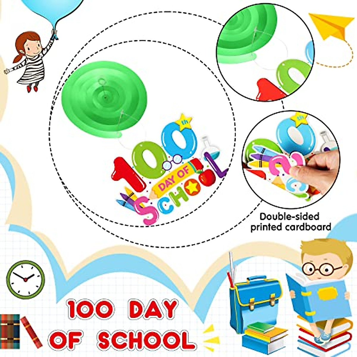 Celebrate 100th Day of School with Colorful Hanging Swirls | 30 Pcs