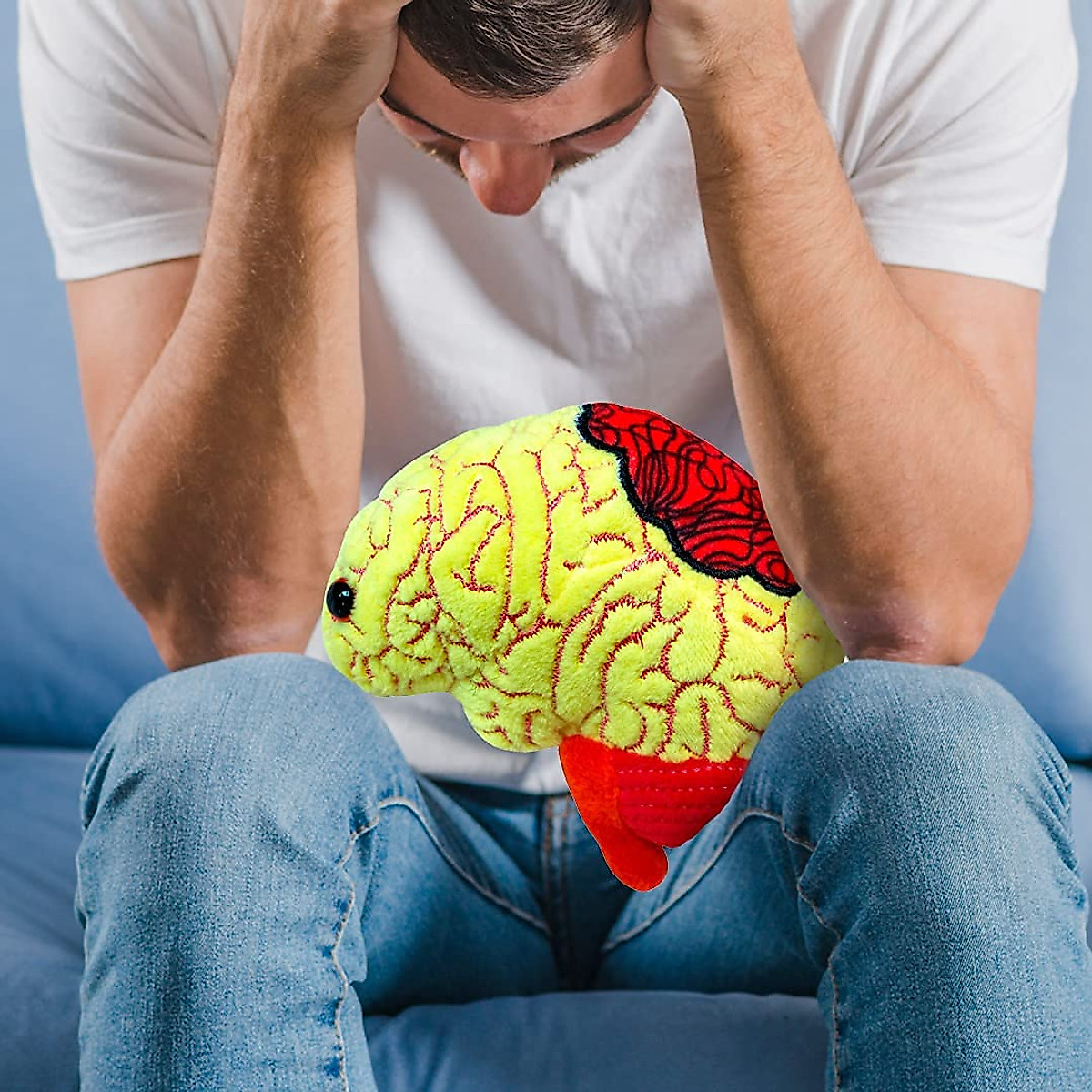 GIANTmicrobes Anxiety Plush Toy, Anxiety Stuffed Animal, Emotional Support Plush, Mental Health Awareness Gifts, Anxiety Pillow, Funny Anxiety Gifts, Mental Health Matters, Psych Nurse Gifts