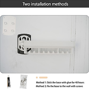 FCWVP Clothes Drying Rack Foldable Space Saving Laundry Hanger White Color Rack Clothing Wall Mounted Retractable,Collapsible(Tri-Fold)