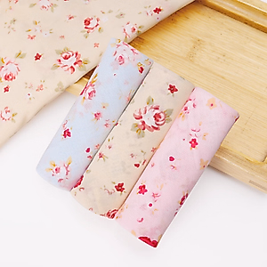 HOULIFE Ladies 100% 60S Cotton Handkerchiefs Womens Red Rose Floral Print Hankies for Wedding Party 18x18