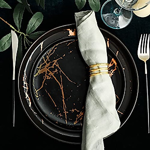 Stone Lain Modern Gold Splash Exquisite Fine China Dinnerware Set, 16 Piece - Service for 4, Black & Gold