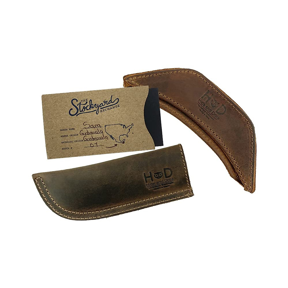 Hide & Drink, Set of 2 Hot Handle Holders, Panhandle & Side Kick, Heat Resistant, Assist Grip for Cast Iron Skillets & Pans, Full Grain Leather, Handmade, Bourbon Brown