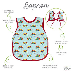 BapronBaby Eric Carle Rainbow Caterpillar Bapron - No Neck Tie Safer Bib for Baby & Toddler - Soft Waterproof Stain Resistant - Machine Washable - Sz Baby/Toddler 6m-3T