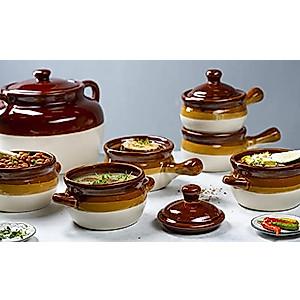 KooK French Onion Soup Crocks, Ceramic Make, Large Handles, Stoneware, Dishwasher, Microwave, Oven & Broil Safe 16oz Standard Capacity & 18oz Full Capacity