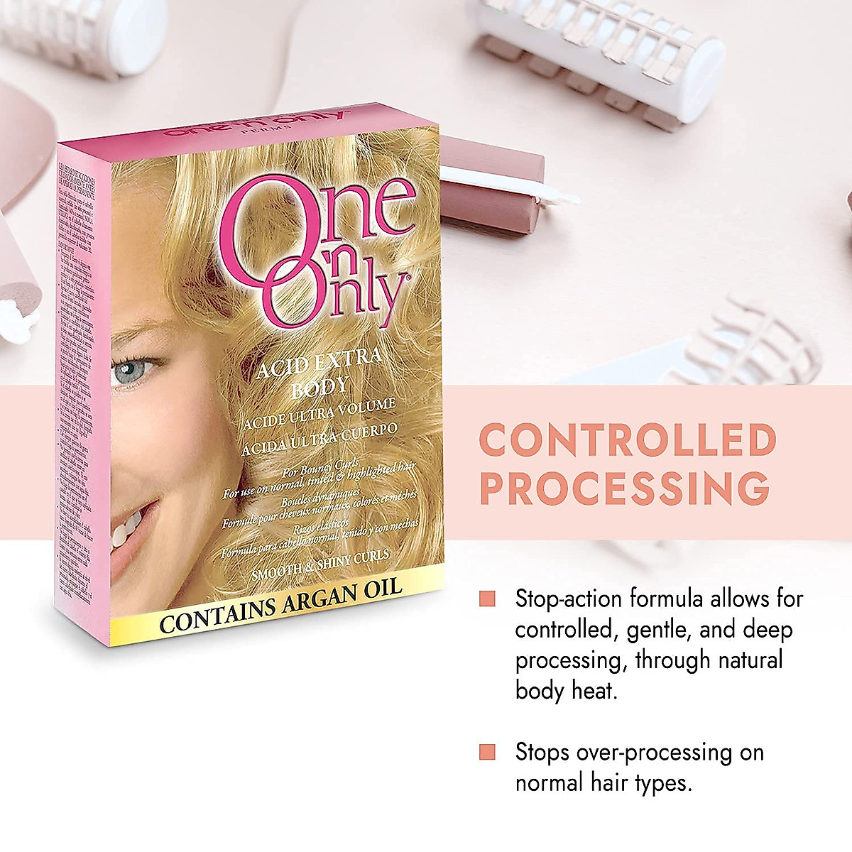 One 'n Only Acid Extra Body Perm with Argan Oil for Bouncy Curls, Leaves Hair Manageable, Firm and Even Curls, Great for Normal, Tinted, and Frosted Hair, Processing Without Dryness or Frizziness