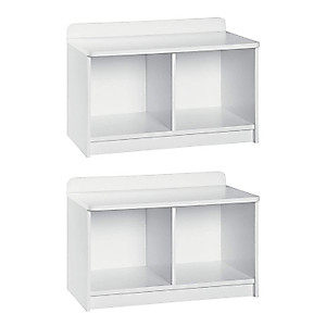 ClosetMaid Cubeical 149400 Heavy Duty Wood 2-Cube Storage Bench, White (2 Pack)