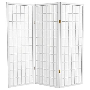 4 ft. Short Window Pane Shoji Screen - White - 3 Panels