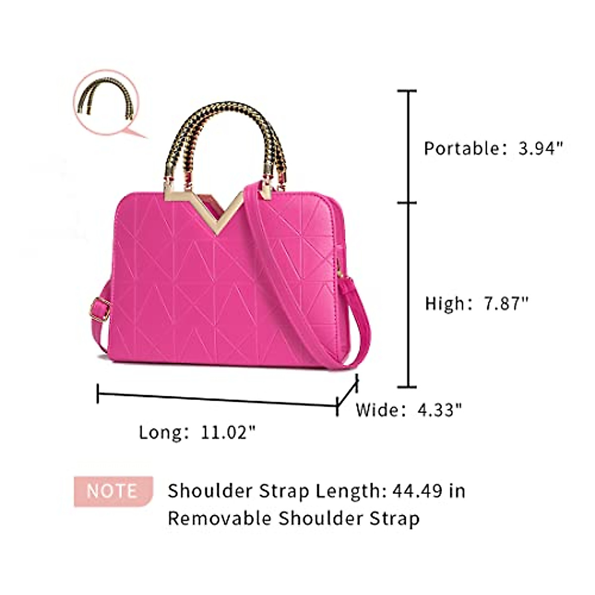 JHVYF Hot Pink Purse Womens Handbag Top Handle Shoulder Bag Tote Satchel Purse Work Bag V067