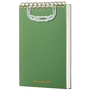 Yoment Top Spiral Notebooks,Top Bound Notebooks Lined 6"x 9",College Ruled Waterproof Cover Notepad,80 sheets(160 Pages),Durable Meeting Notebook for School and Office Business,Green