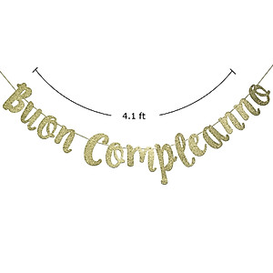 Buon Compleanno Banner, Italian Happy Birthday Sign Garland Party Decorations Anniversary Decor Photo Booth Props Gold