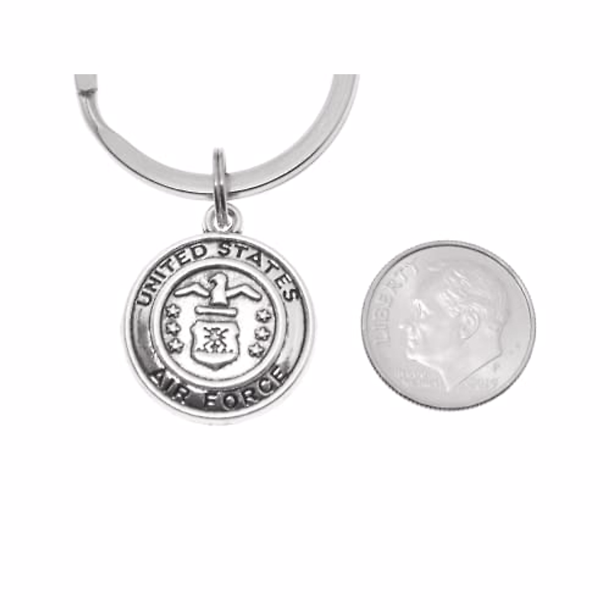 MOM & THREE DAUGHTERS US Air Force Keychain – Inspirational Military Keychain for Men and Women – Perfect Military Gifts for Deployed Military, Graduation, or Retirement – Silver-Toned Charm