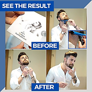 Aberlite Beard Straightener Kit with Beard Shaper, Ceramic Plates, Argan Oil Heat Shield, Rubber Shaper Edges, Flat Brush Attachment, Temperature Control - An Ideal Gift for Men