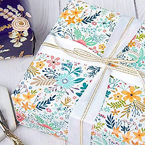 WRAPAHOLIC Wrapping Paper Roll - Beautiful Floral Design for Birthday, Mother's Day, Wedding, Baby Shower Wrap - 30 inch x 33 feet