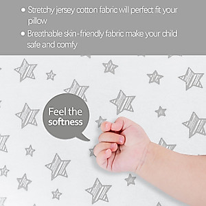 Toddler Pillow with Pillowcase (13 x 18), Toddler Pillows for Sleeping, Machine Washable Soft Travel Pillow, Toddler Use Only, Age 2 (Gray Star)