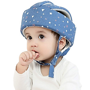 Ocanoiy Baby Safety Helmet Toddler Children Headguard Infant Head Cushion Protective Harnesses Cap Soft Adjustable Kid Safety Hat Head Protector (Starry Blue)