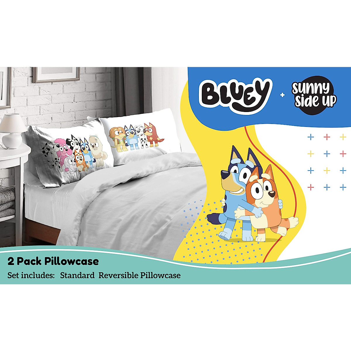 Bluey & Bingo 2 Pack Reversible Pillowcases - Double Sided Pillow Covers, Kids Super Soft Bedding