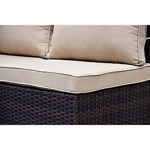 Outdoor Patio Furniture Set 7 Pieces Sectional Rattan Sofa Set Manual Wicker Patio Conversation Set111