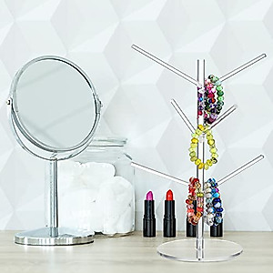 Acrylic Scrunchie Holder Organizer Stand Angled Branches Scrunchie Holder Stand Accessories Jewelry Hair Tie Organizer Storage Holder Bracelet Earrings Holder Y2k Room Decor for Girls Teen (Clear)